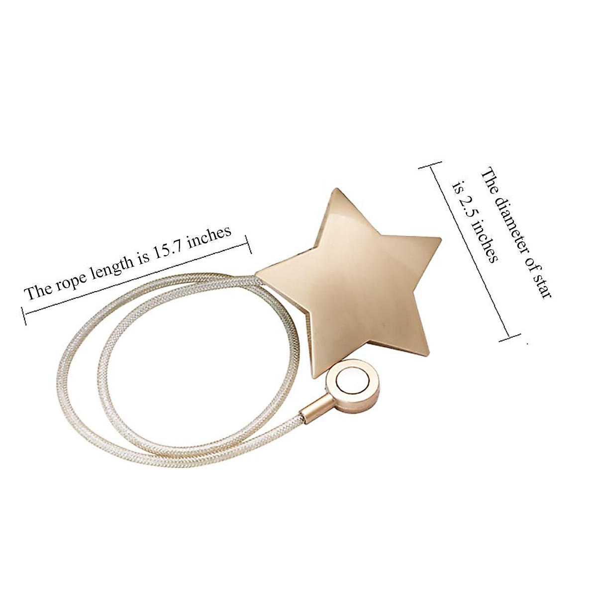 JQWUPUP Magnetic Curtain Tiebacks, Retro Star Drape Rope Tie Backs Holder Buckle - Decorative Curtain Holdbacks Clip for Sheer and Blackout Curtain (2 Pieces, Silver)