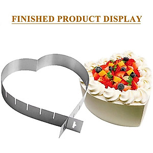 YYYFEI Multipurpose Round Steel Ring，Cake Mold Ring, Adjustable Cake Mold Ring for Baking, Premium Quality Functional Baking Gifts (Heart-shaped)