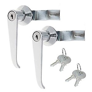 Quluxe 2 Pcs Chrome Zinc Alloy Handle Cabinet Locks, Distribution Box Cabinet Door Handle Locks with Keys for Secure Important Files and Drawers