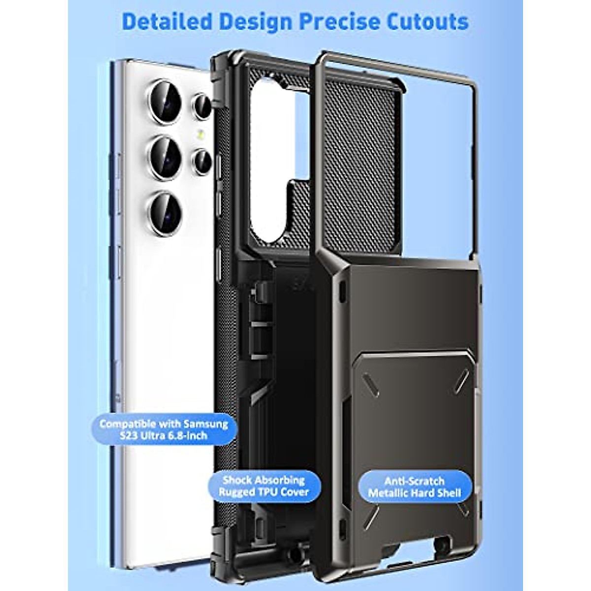 COOYA for Samsung S23 Ultra Case Wallet 5 Credit Card Holder ID Slot Flip Cover Galaxy S23 Ultra Wallet Case Back Pocket Protective Hard Rubber Bumper for Samsung Galaxy S23 Ultra 6.8 Bronze Gunmetal