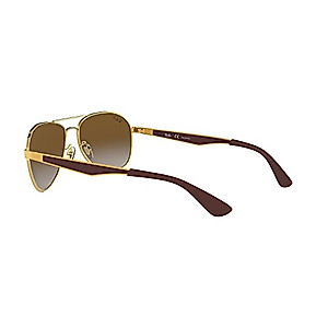 Ray-Ban RB3549 Aviator Sunglasses, Gold/Polarized Light Grey Gradient Brown, 61 mm