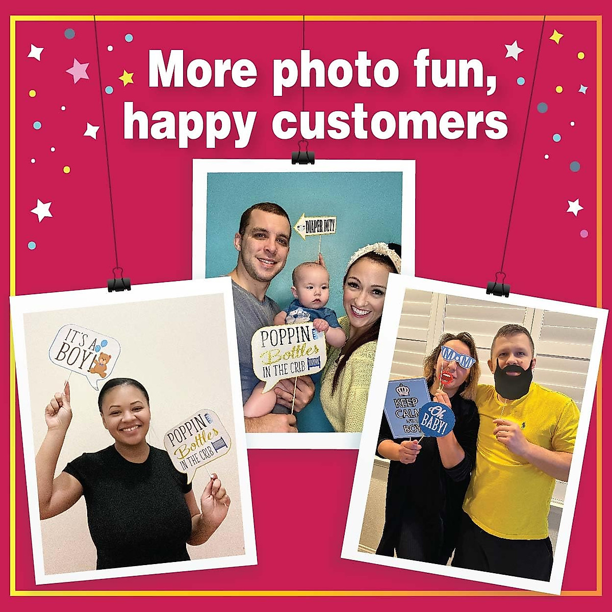 Bridal Shower Photo Booth Props - 41-pc Photo Booth Kit with 8 x 10-Inch Sign, 60 Adhesive Pads, 45 Sticks - Team Bride Photo Booth Props - Bachelorette Props Photo Booth