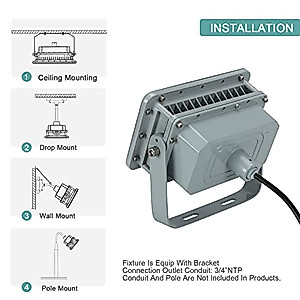 Sokply LED Explosion Proof Light UL844 Certified 250W 35000LM(1000W HPS Eqv.), Class I Division II Hazardous Locations Luminaires Warehouse Lighting 100-277V, IP66 A4 Series