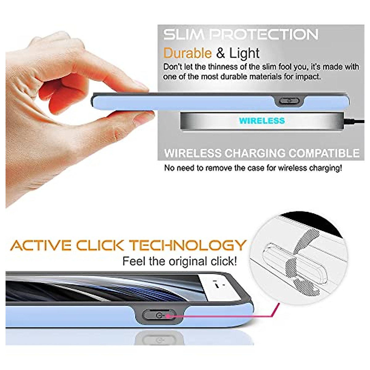 TEAM LUXURY iPhone SE Case 2022/2020, iPhone 8/7 Case, [Ultra Impact Resist] Shockproof Rugged Protective Case for Apple iPhone SE/8/7 Phone Case Cover 4.7", (Serenity Blue/Gray)