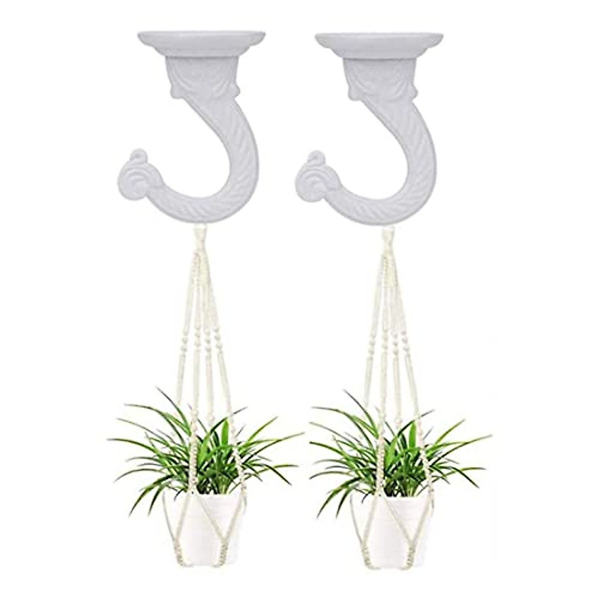 GDQLCNXB 2 Sets 55mm/2.17" Ceiling Metal Ceiling Hooks, Heavy Duty Swag Ceiling Hooks with Hardware for Hanging Plants/Chandeliers/Wind Chimes/Ornament (White)