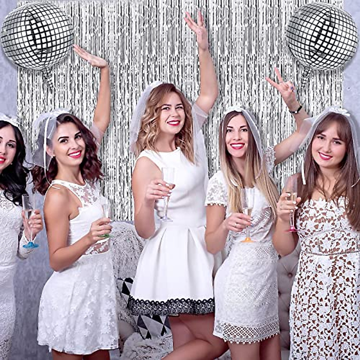 HyDren 95 Pcs Western Disco Party Decorations for Women, Hot Pink Rose Red Silver Cowgirl Balloon Arch 4D Ball Fringe Curtains Theme Last Rodeo Bachelorette Supplies