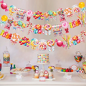 Candyland Lollipop Party Banners 3Pcs Candyland Party Decorations Candy Themed Birthday Party Banner Decorations for Candyland Baby Shower Supplies