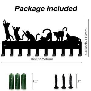 SUPERDANT Cat Key Hook Holder 6 Style Cat Decorative 10 Hook Metal Key Holder Wall Mounted Entryway Key Belt Umbrella Hooks Personalized Key Hanger for Front Door