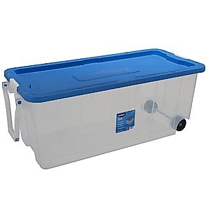 Infityle 200 Quart Latching Rolling Plastic Storage Bin Container, Clear, Set of 2