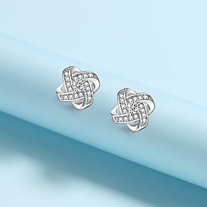 DHQH Bridesmaids Gift Set of 6 or 4 Stud Earrings Rose Gold Knot Bridesmaid Earring for Women I Couldn’t Tie a Knot Without You Wedding Proposal hypoallergenic Jewelry