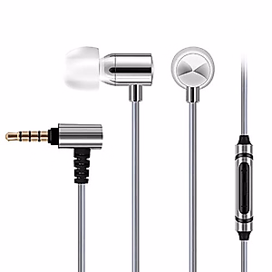 FAAEAL Poppy Metal Earphone Stereo Bass HiFi Tuning Headset 3.5mm Wired in-Ear Earphones for Mobile Phone PC MP3 Player, Headset with 5N LC-OFC Cable for Exercise Office (with Mic)