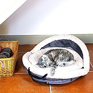 Nest & Go 3-1 Portable Pet Bed, Pet Carrier and Removable Waste Tray, for Travel with Cats and Small Dogs, Washable Super Soft Pillow, Grey with Handles, Holds up to 20 lbs.