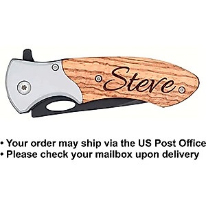 Palmetto Wood Shop Personalized Valentines Day Gift For Him, Laser Engraved TF876 Pocket Knife, Gifts for Dad Christmas, Groomsmen Gift