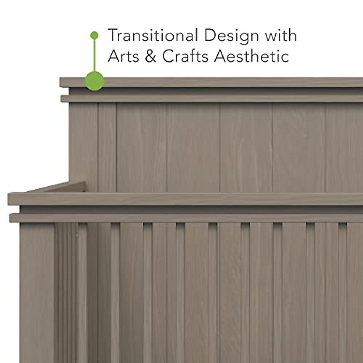 Denman 4-in-1 Convertible Crib, Modern Contemporary Baby Crib Converts to Toddler Bed, Day Bed and Full-Size Bed, 3 Adjustable Mattress Heights (Crescent Gray)