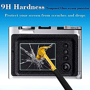ULBTER Screen Protector for Fujifilm Instax Mini EVO Fuji Instant Camera LCD + Lens PET Flim [2+2Pack] Tempered Glass 9H Hardness Anti-Scrach Anti-Bubble