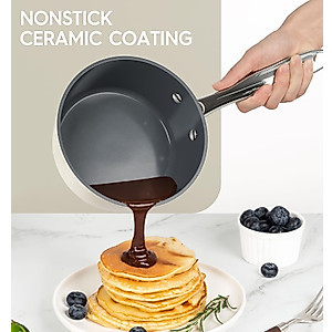 MICHELANGELO Sauce Pan with Lid, Nonstick Ceramic Saucepans Set, 1.5Qt & 3Qt Sauce Pan Sets with Stainless Steel Handle, Non-Toxic, Induction Compatible, Oven Safe