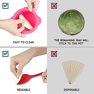 Wax Pot Replacement,Bestidy Wax Warmer Liner 16oz Silicone Non-stick Bowl and Spatulas Set,Reuse Melted Hard Wax Beads,Easy to Clean