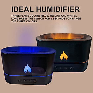 Flame humidifier for bedroom, Essential oil diffuser cool mist humidifiers for home mini air small personal humidifier, 200 ml Lasts Up to 10 Hours