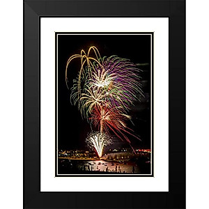 ArtDirect Colorado, Frisco Fireworks Display on July 4th XIV 13x18 Black Modern Wood Framed with Double Matting Museum Art Print by Lord, Fred
