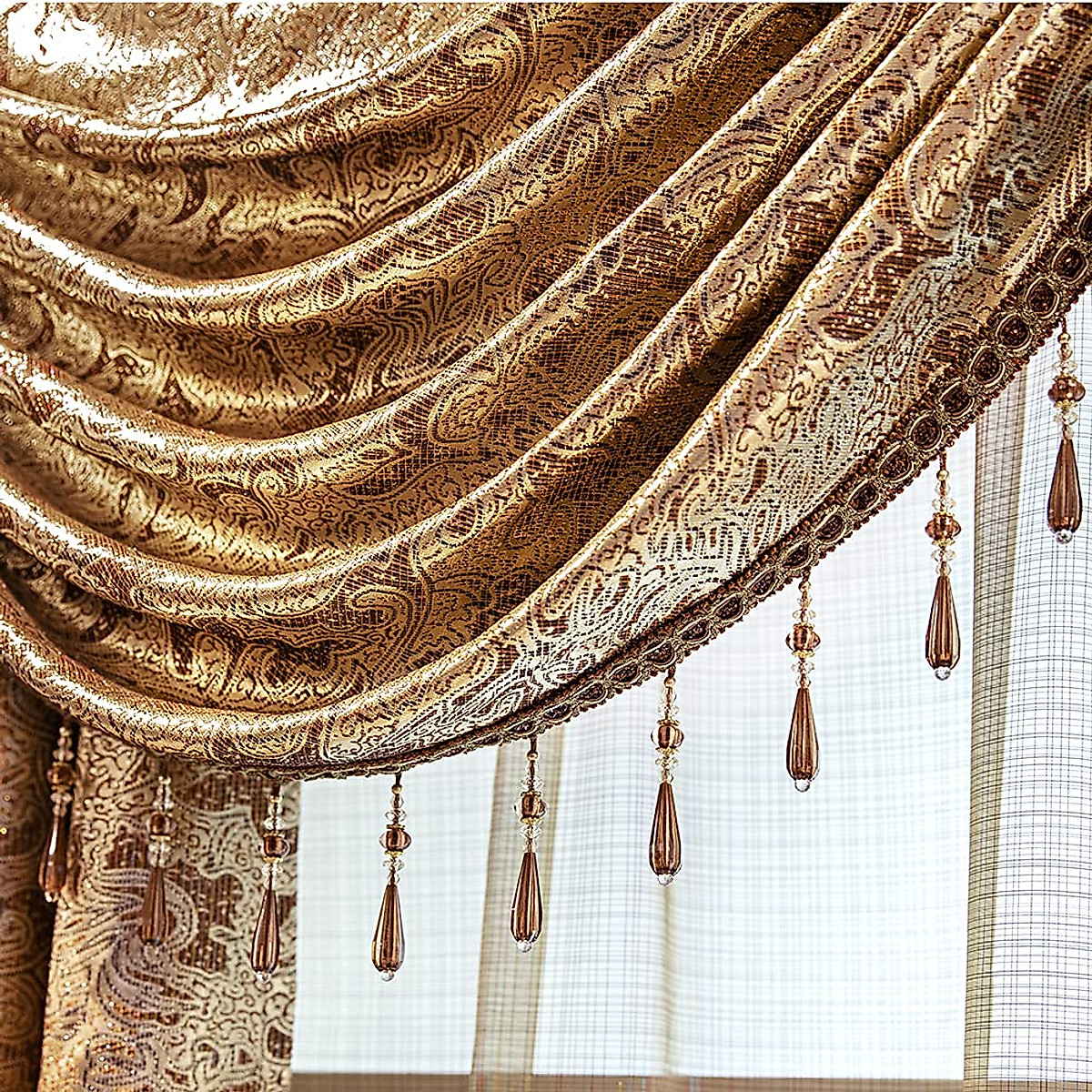 ELKCA European Curtain Valance for Living Room Luxury Window Curtains for Bedroom Swag Valance for Kitchen,Rod Pocket (W59, 1Panel)