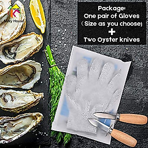 Milky House Oyster Shucking 4 Pieces Set, Oyster Shucker Opener Tool Oyster Shucking Knife with Level 5 Protection Food Grade Cut Resistant Gloves, XL
