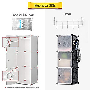 GEORGE&DANIS Portable Closet Wardrobe Cube Storage Cube Organizer Cube Shelf Armoire Bedroom Dresser (42x18x56 inches) 3x4 Tiers, Black