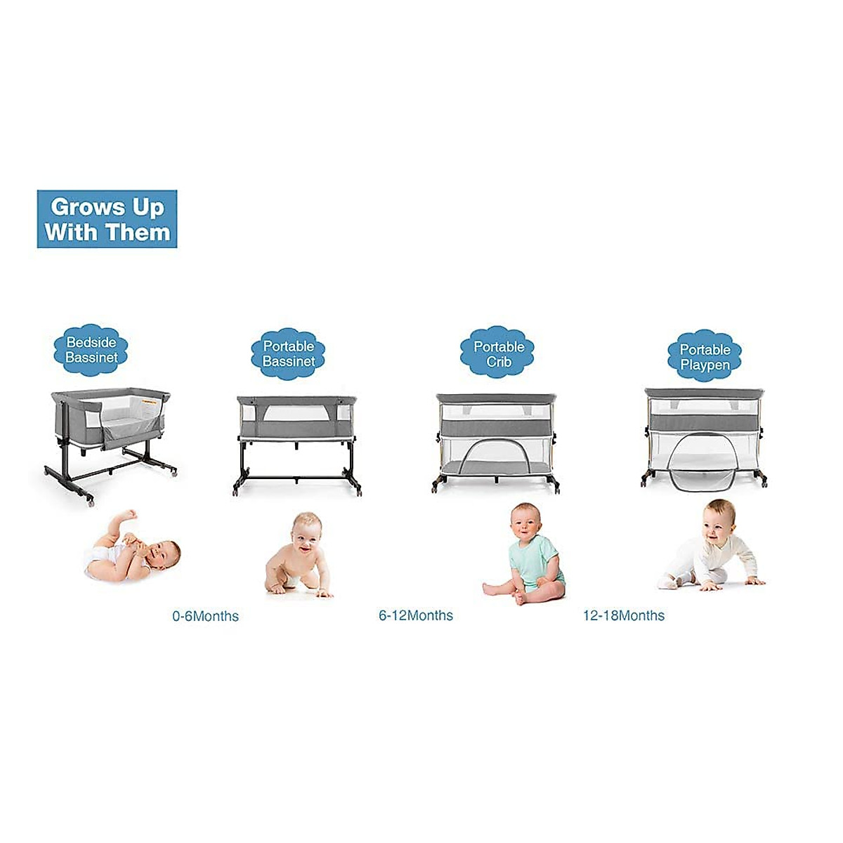 nordmiex Baby Crib,Baby bassinets Crib for Newborn,Adjustable Baby Bed for Infant/Baby,Beige