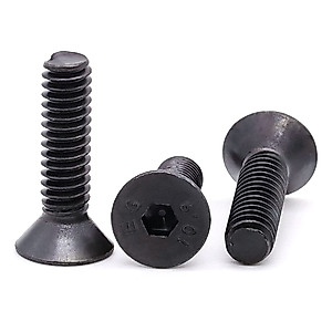 25pcs 1/4-20 x 1 Flat Head Screws, Black Oxide Finish, 10.9 Alloy Steel, Full Thread Socket Cap Bolts Screws for Automotive, Metalworking and Structural Assembly