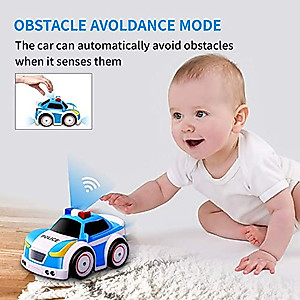 tonason Remote Control Police Toy Car Cartoon Car 2.4GHz Motion Gravity Four Modes with Obstacle Avoidance and Gravity Sensors