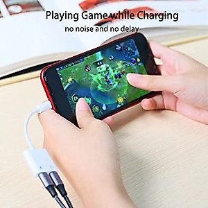 TIMEJONS Lighting to Lighting Headphone Jack Adapter for iPhone, 2 in 1 Charger and Aux Audio Splitter Adapter Support All iOS System(MFi Certified)