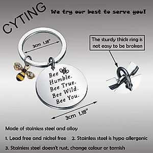 CYTING Bumble Bee Keychain Bee Humble Bee True Bee Wild Bee You Inspirational Keychain Bee Jewelry Motivational Gift (Bee Humble True Wild You)