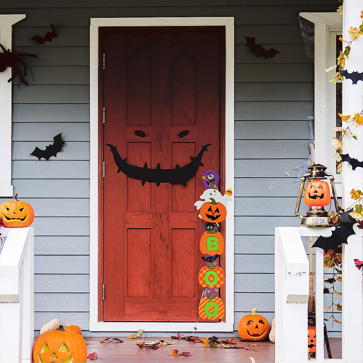 Supla 8 Sets Halloween Craft Kits Fall Kids Crafts DIY Halloween Doorknob Hanger Decorations Art Sets Foam Halloween Pumpkin Ghost Boo Bat Owl Stickers for Kids Halloween Classroom Party Activity