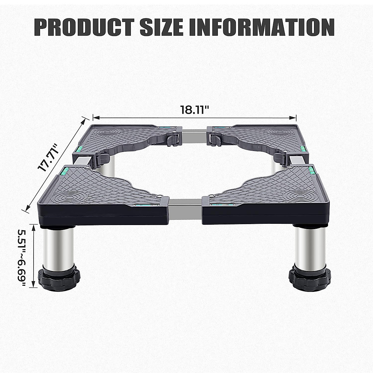 AKZYTUE Washer and Dryer Pedestal with 4 Strong Feet - Adjustable Height 5.5”-6.7” - Adjustable Length and Width 17.7"-27.5" - for Washer and Dryer