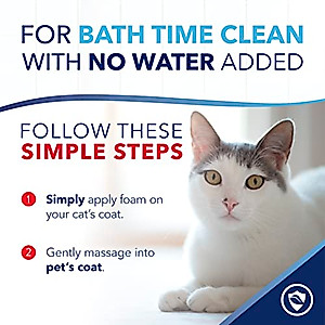 TropiClean Oxymed Waterless Cat Shampoo and Conditioner, A No-Rinse Cat Wash for Hairball Relief 7.4 Ounce