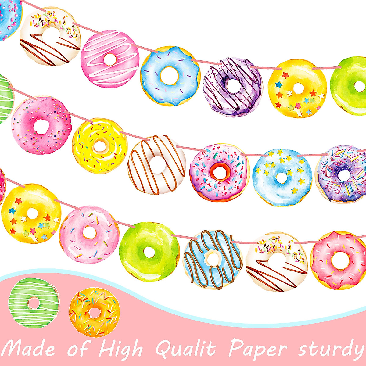 Donut Party Banners 4Pcs Donut Party Decorations Donut Themed Birthday Party Banner Decorations for Donut Theme Party Sweet Baby Shower Supplies
