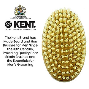 Kent MC4 Finest Men's Hair Brush And Facial Brush For Beard Care - Exfoliating Natural Boar Bristle Brush For Mens Grooming, Scalp Brush, Royalty Brush, And Beard Straightener For Men's Skin Care