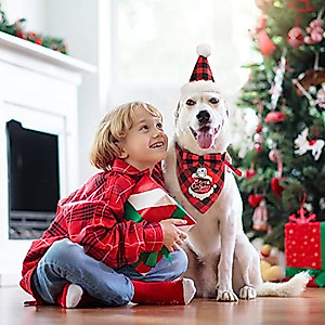 Dog Christmas Outfit,Christmas Dog Hat,6Pcs Christmas Dog Clothes Costume Dog Bandanas