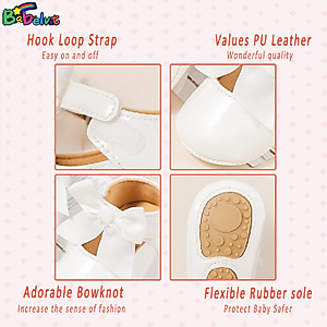 Babelvit Baby Girls Premium Bowknot Mary Jane Flats Wedding Princess Dress Baptism Shoes Rubber Sole PU Leather Infant Toddler First Walking Moccasins Crib Shoes