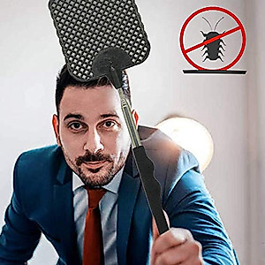 CUNYA 5 Pcs Extendable Fly Swatter Heavy Duty, Manual Swat Pest Control with Stainless Steel Adjustable Handle, Lightweight Durable Telescopic Fly Swatters