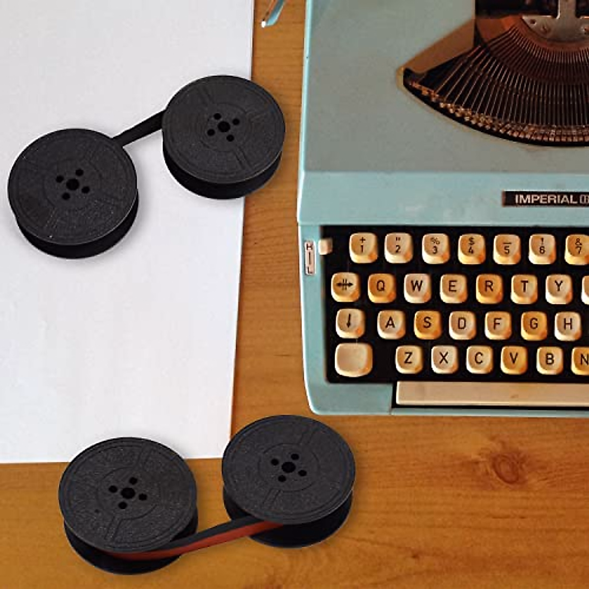 4 Pairs Universal Typewriter Ribbon Twin Spool Replacement 1/2" Pack Compatible with Most Typewriter (Black-Red,Black)