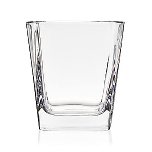 True Square Double Old Fashioned Glasses Set of 4 - Lowball Whiskey Glasses for Cocktails, Drinks or Liquor - Dishwasher Safe 10oz