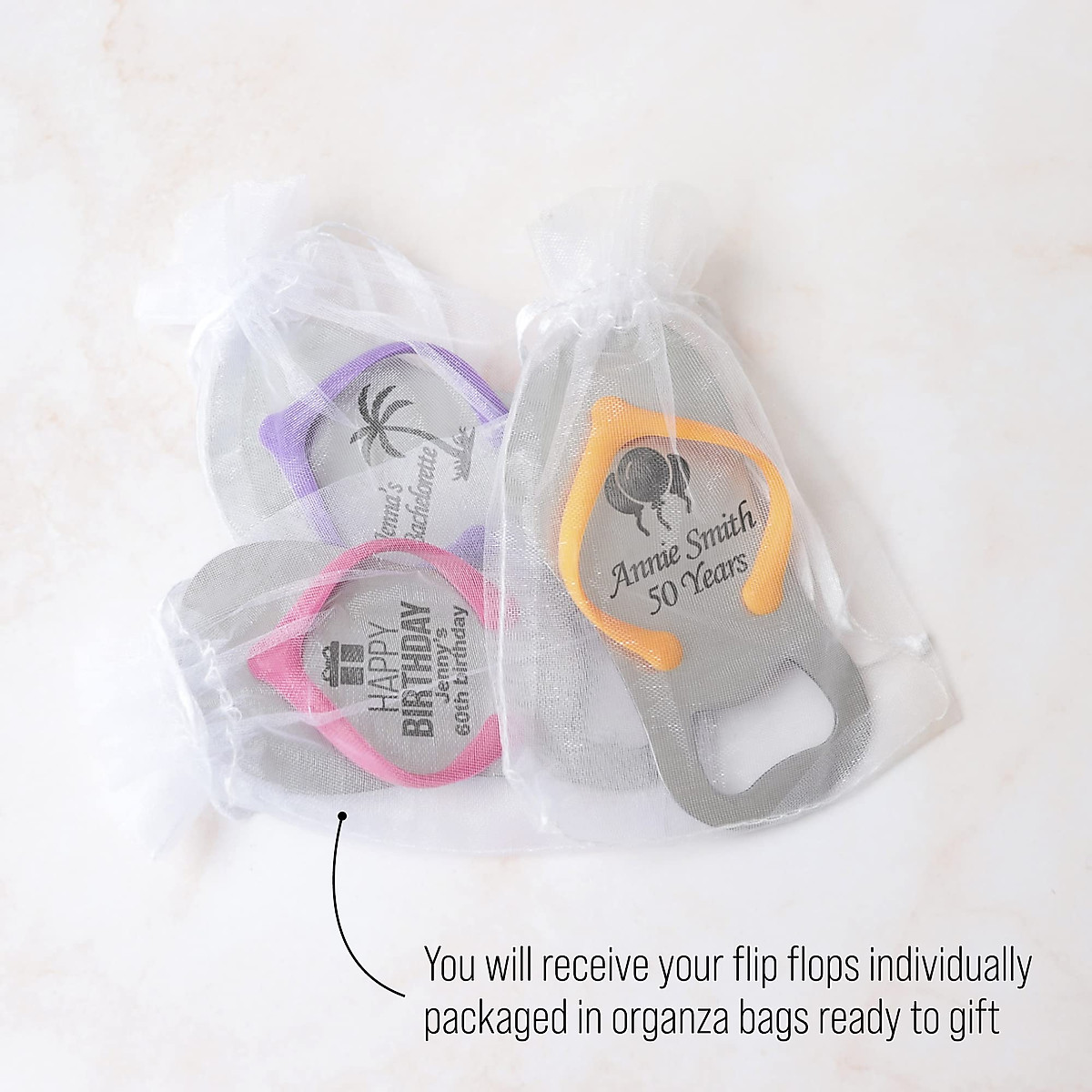 Lot of 3-6-8-12-24 Custom flip flop bottle opener set, personalized party favors, beach customized wedding guest gifts, pool summer birthday favor