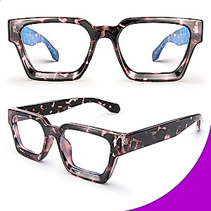 VISOONE Blue Light Blocking Glasses with TR90 Rectangle Frame and Chic Preppy Look for Women Men RIVER
