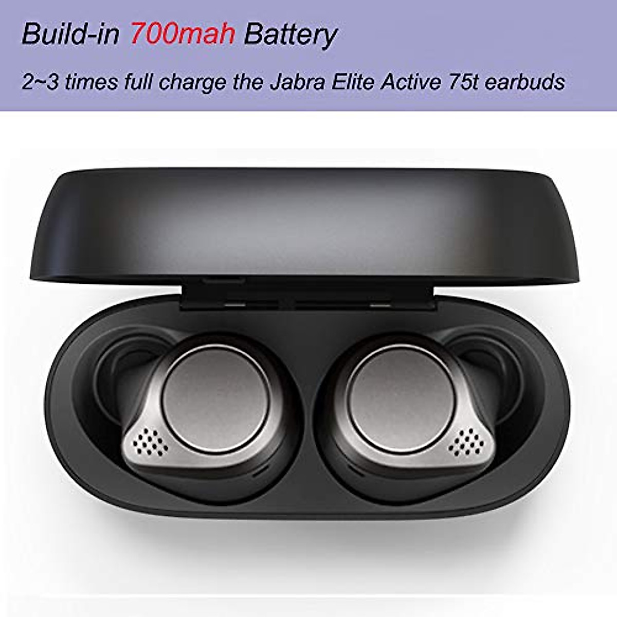 Kissmart Charging Case for Jabra Elite 75t, Replacement Charger Case Cradle Dock for Jabra Elite 75t Earbuds (Capacity: 700mah)