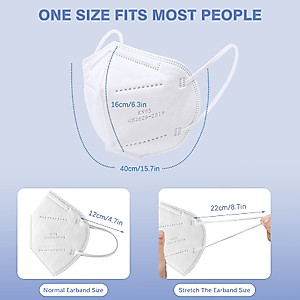 Pruk 50 Pack KN95 Face Masks, 5 Ply Protective KN95 Mask for Adults, Cup Dust Face Mask KN95, Protective Respiratorary Mask KN95 for Women and Men