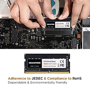【DDR4 RAM】 GIGASTONE 32GB Kit (2x16GB) DDR4 2666MHz (2400MHz or 2133MHz) PC4-21300 (PC4-19200/17000) CL19 1.2V SODIMM 260 Pin Unbuffered Non ECC High Performance Notebook Laptop Memory Upgrade