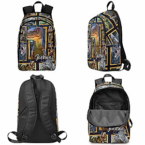 MyPhotoPrint Customized Bag Dinosaur Waterproof Bookbag Shoulder Backpack Travel Size