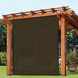 Patio Outdoor Shade Universal Replacement Pergola Canopy Shade Cover 8’X16’ Brown with Grommets 2 Sides Weighted Rods Included Shade Screen Panel for Balcony Deck Porch
