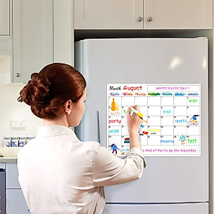 Dry Erase Fridge Magnetic Calendar - White Board Magnetic Calendar for Refrigerator Magnetic Calendar Kitchen Decor, 15"x 11.5", Calendar with Thin Protective Film and Grocery List Magnet Pad