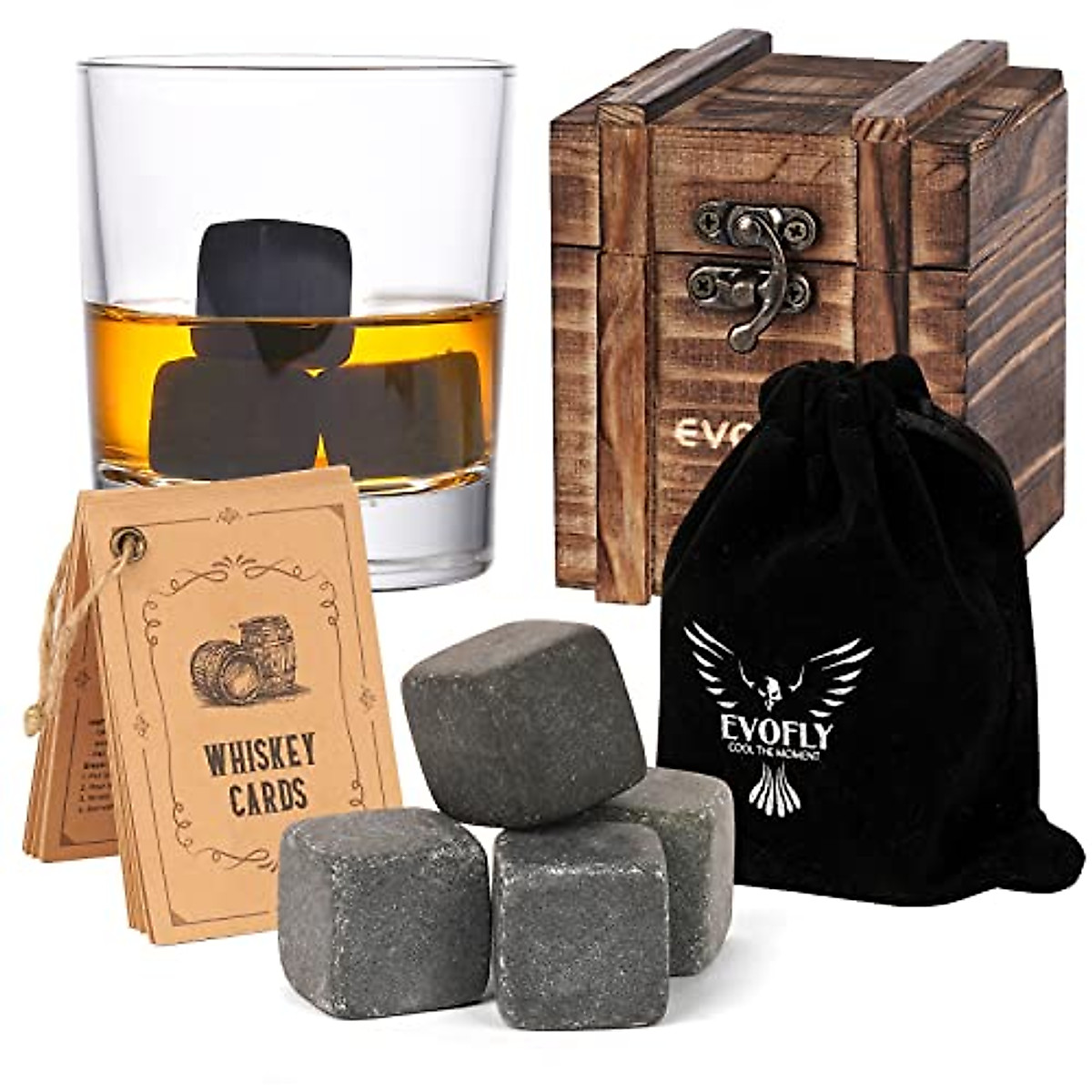 Two-in-one Gift Whiskey Decanter Set And Whiskey Stones Set, Christmas Stocking Stuffers, Unique Gifts for Men Husaband, Anniversary Birthday Gift Ideas for Him